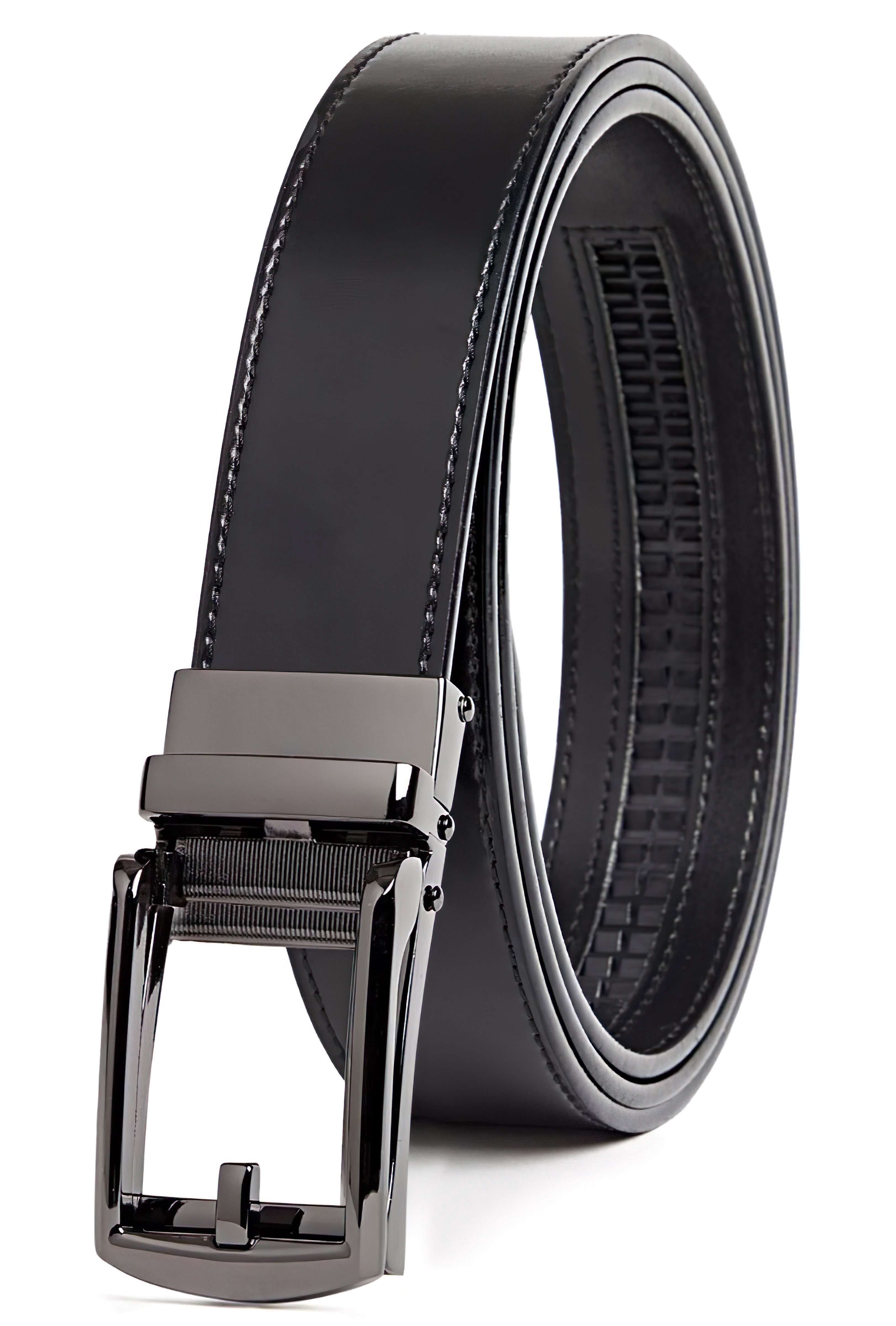Giorgio Brutini Men Black Leather Ratchet Belt - Micro-Ratcheting Track ...