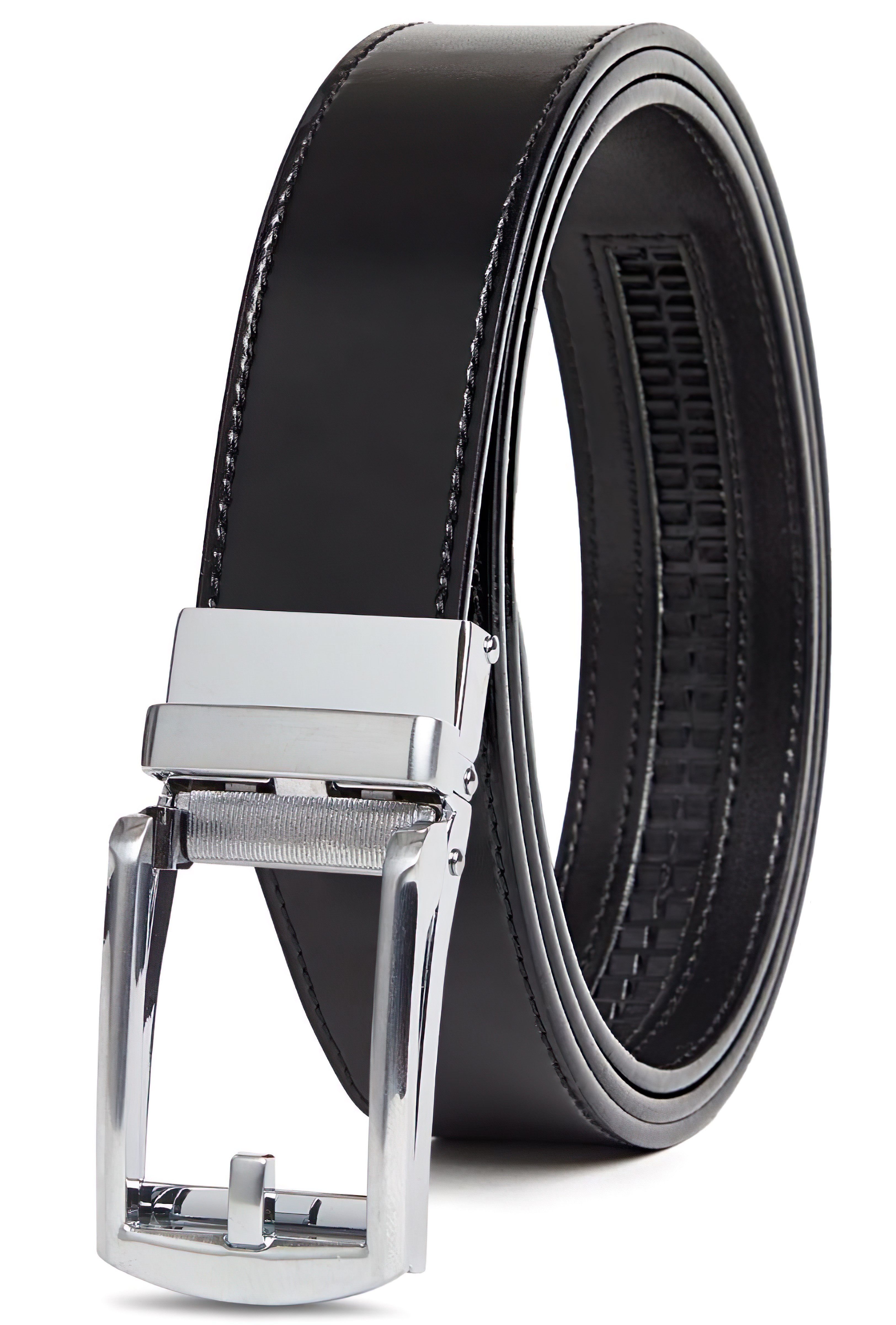 Giorgio Brutini Men Black Leather Ratchet Belt - Micro-Ratcheting Track ...