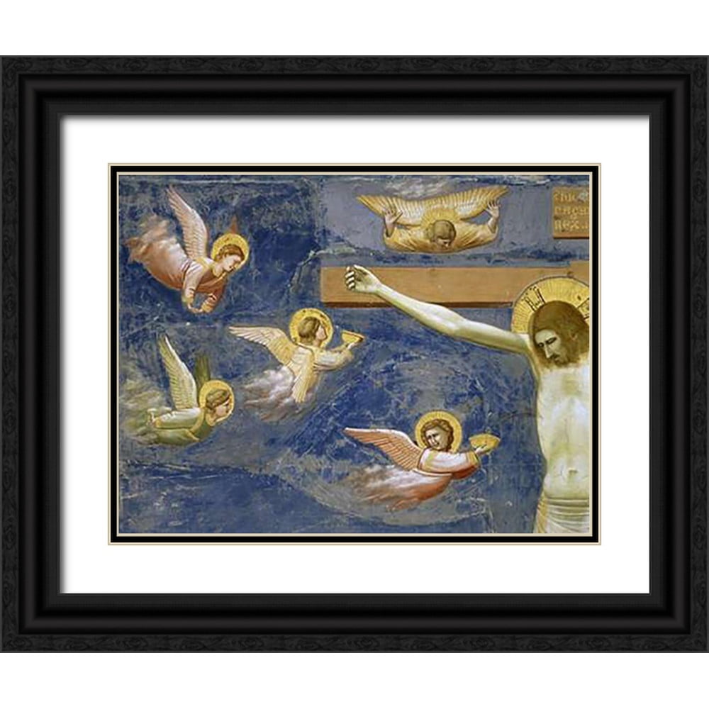 Giotto 14x12 Black Ornate Wood Framed With Double Matting Museum Art Print Titled Crucifixion