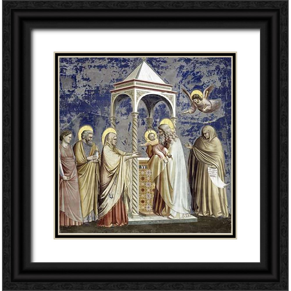 Giotto 20x20 Black Ornate Wood Framed with Double Matting Museum Art ...