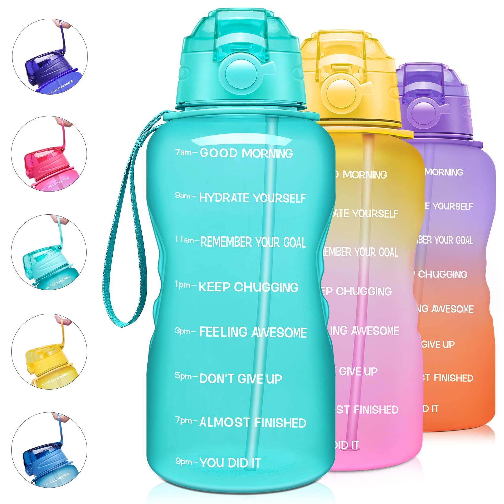 Giotto Large 1 Gallon Motivational Water Bottle with Time Marker 128 fl oz - Walmart.com