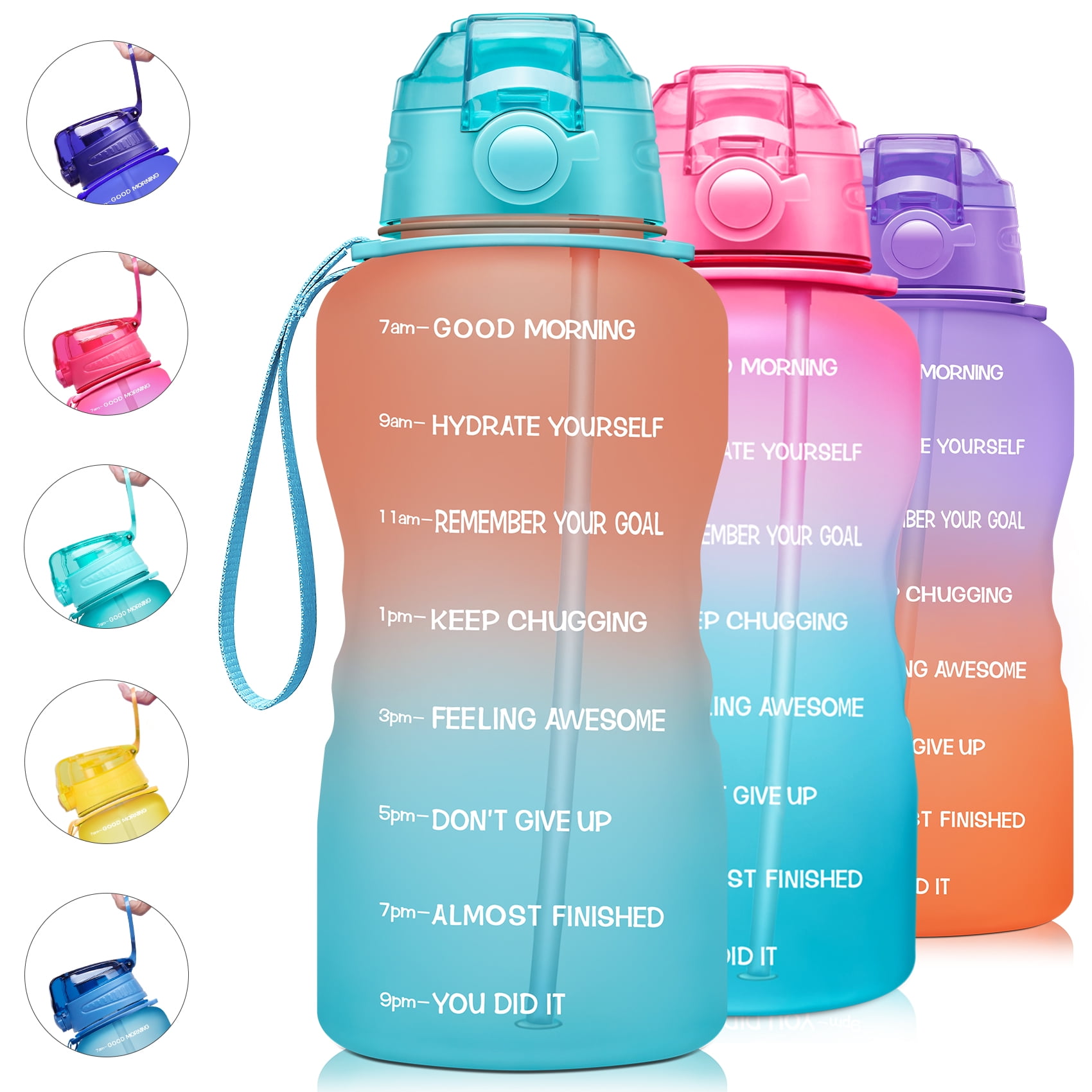 Giotto 1 Gallon Motivational Water Bottle with Time Marker, BPA Free, Leak Proof, Portable with ...