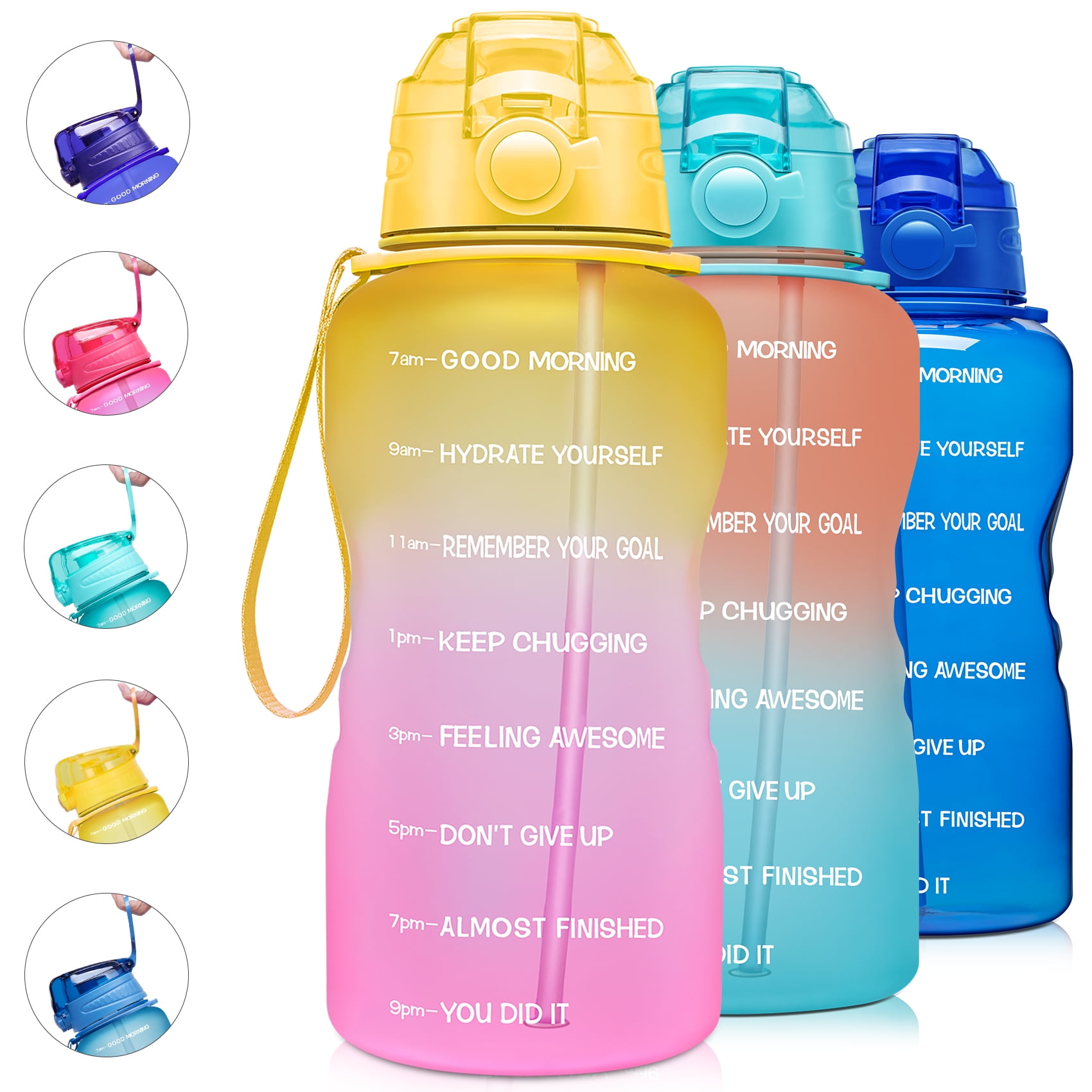 Giotto Large 1 Gallon Motivational Water Bottle with Time Marker 128 fl oz - Walmart.com