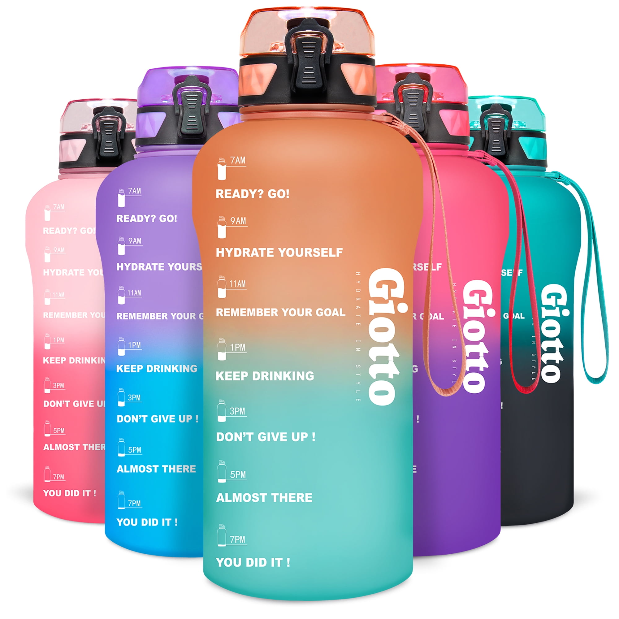 Giotto Large Half Gallon Motivational Water Bottle with Time Marker ...