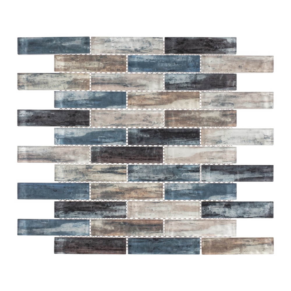 Giovan Qora Blue 1-in. x 4-in. Brick Joint Matte Glass Mosaic Wall and ...