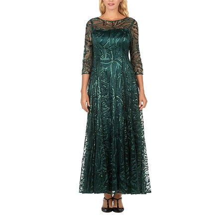 Giovanna Signature Womens 3/4 Sleeve Embellished Sequin Evening Gown ...