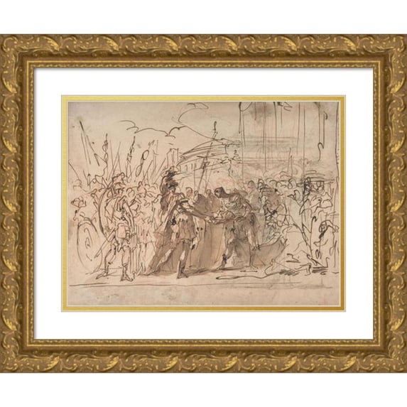 Giovanni Antonio Pellegrini 14x12 Gold Ornate Wood Frame and Double ...