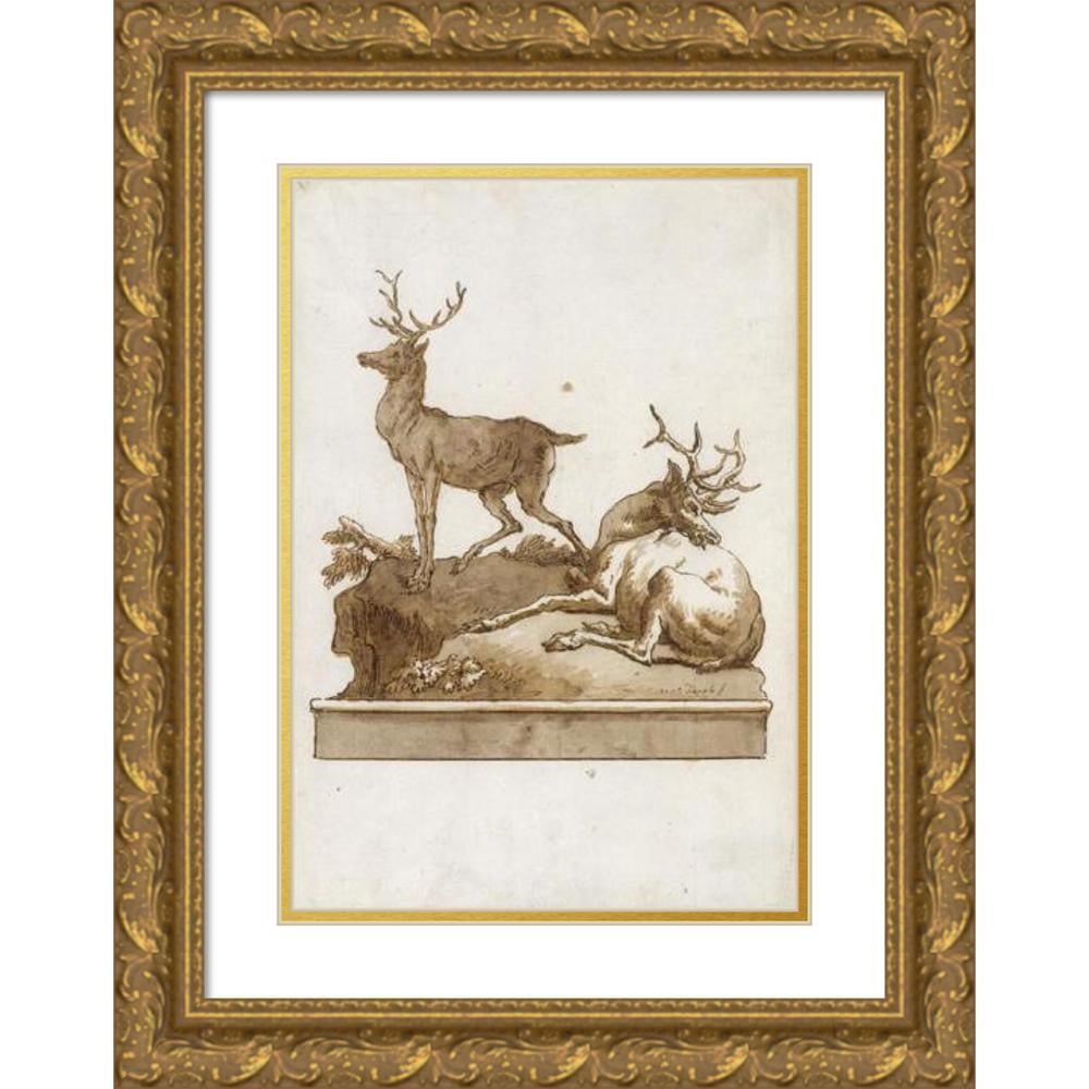 Giovanni Domenico Tiepolo 11x14 Gold Ornate Wood Frame and Double ...