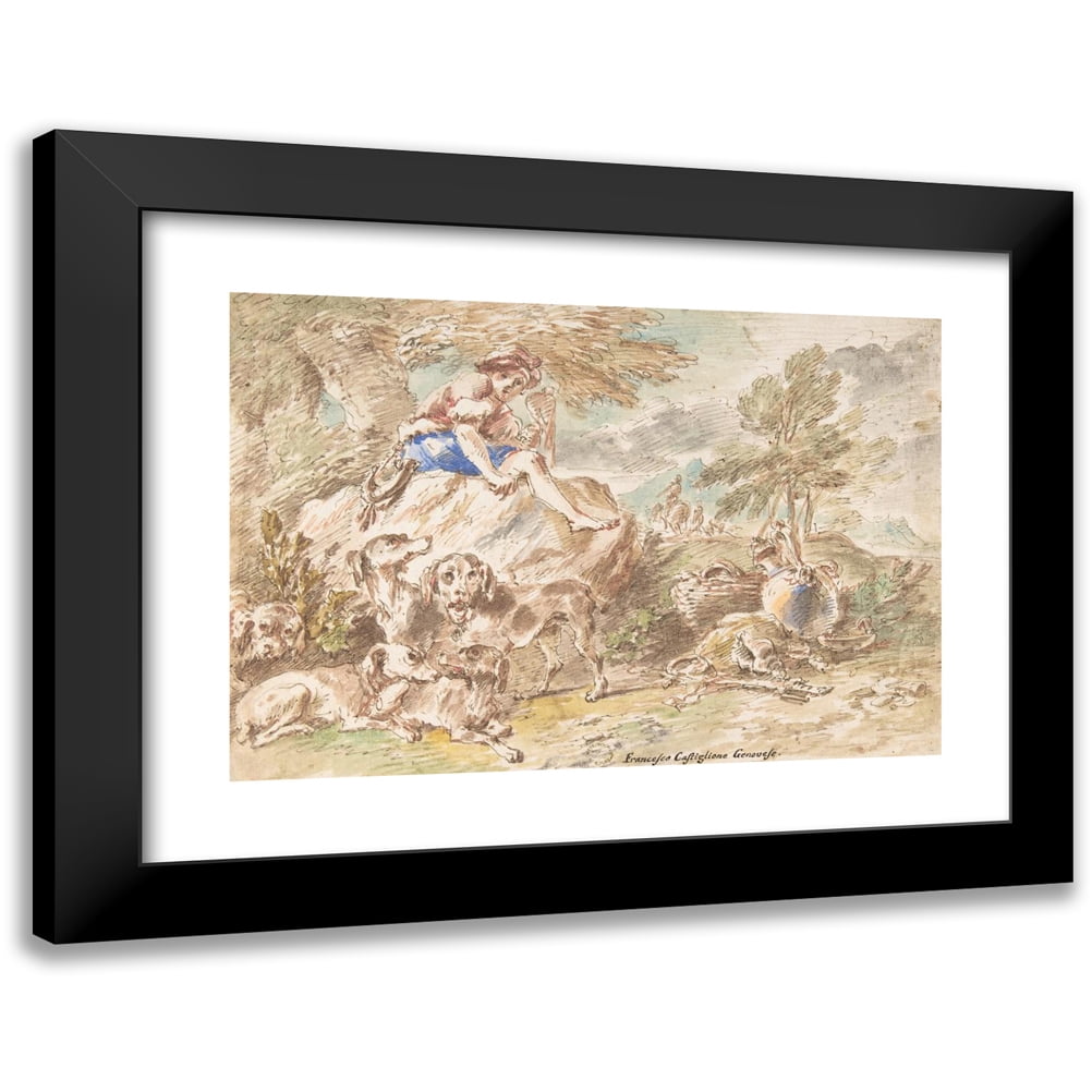 Giovanni Francesco Castiglione 18x14 Black Modern Framed Museum Art ...
