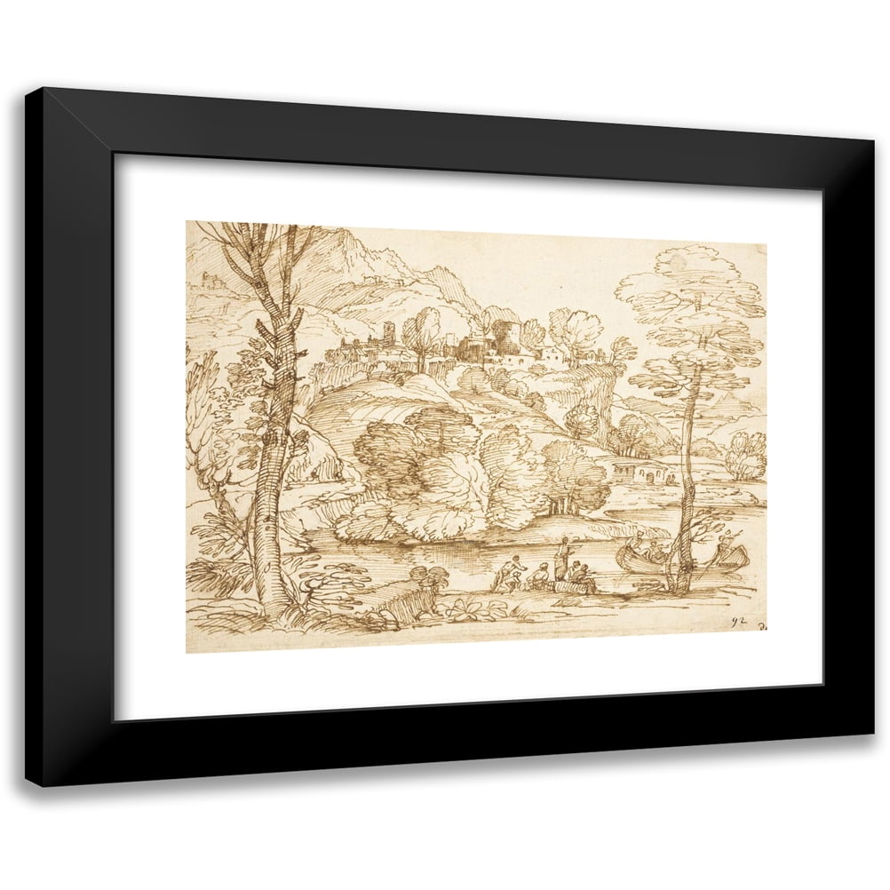 Giovanni Francesco Grimaldi 18x14 Black Modern Framed Museum Art Print Titled - Landscape with ...