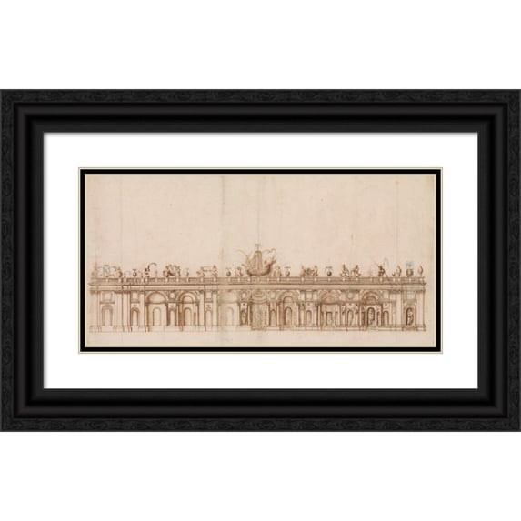 Giovanni Guerra 18x11 Black Ornate Wood Framed Double Matted Museum Art ...