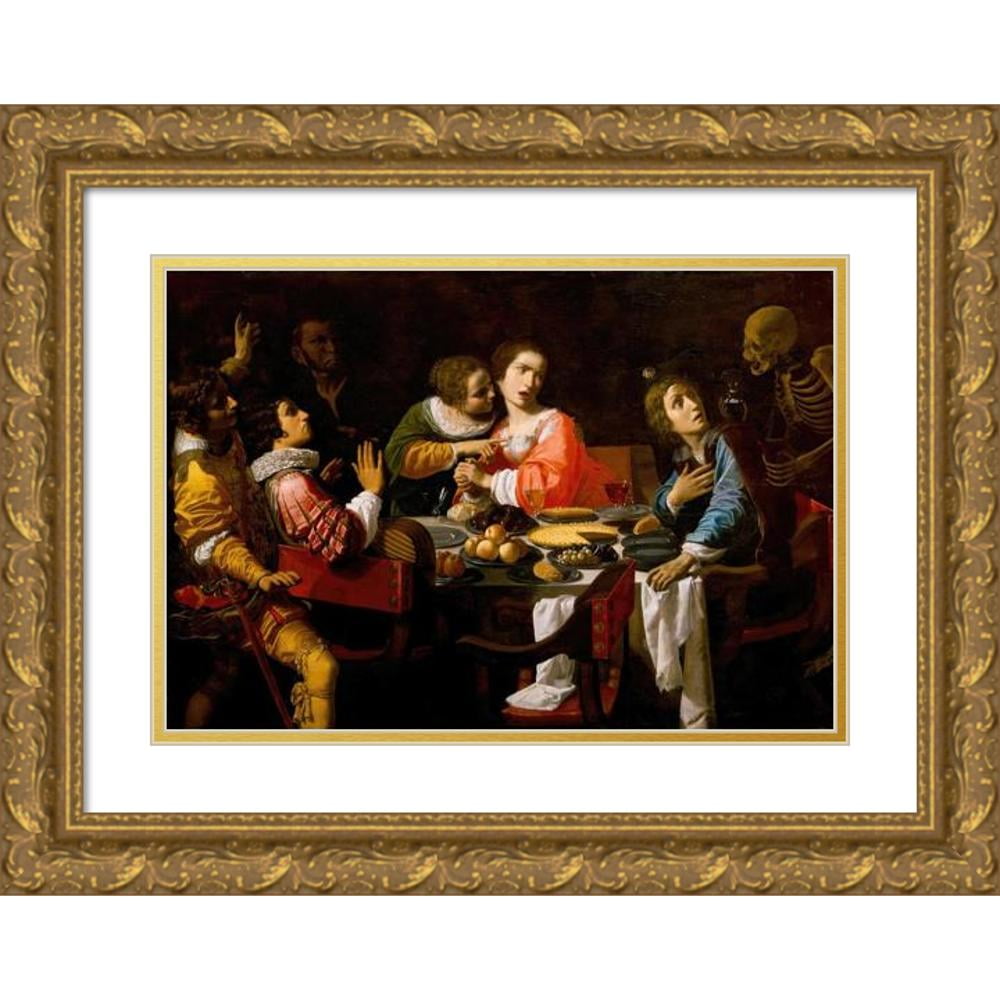 Giovanni Martinelli 18x14 Gold Ornate Wood Frame and Double Matted ...