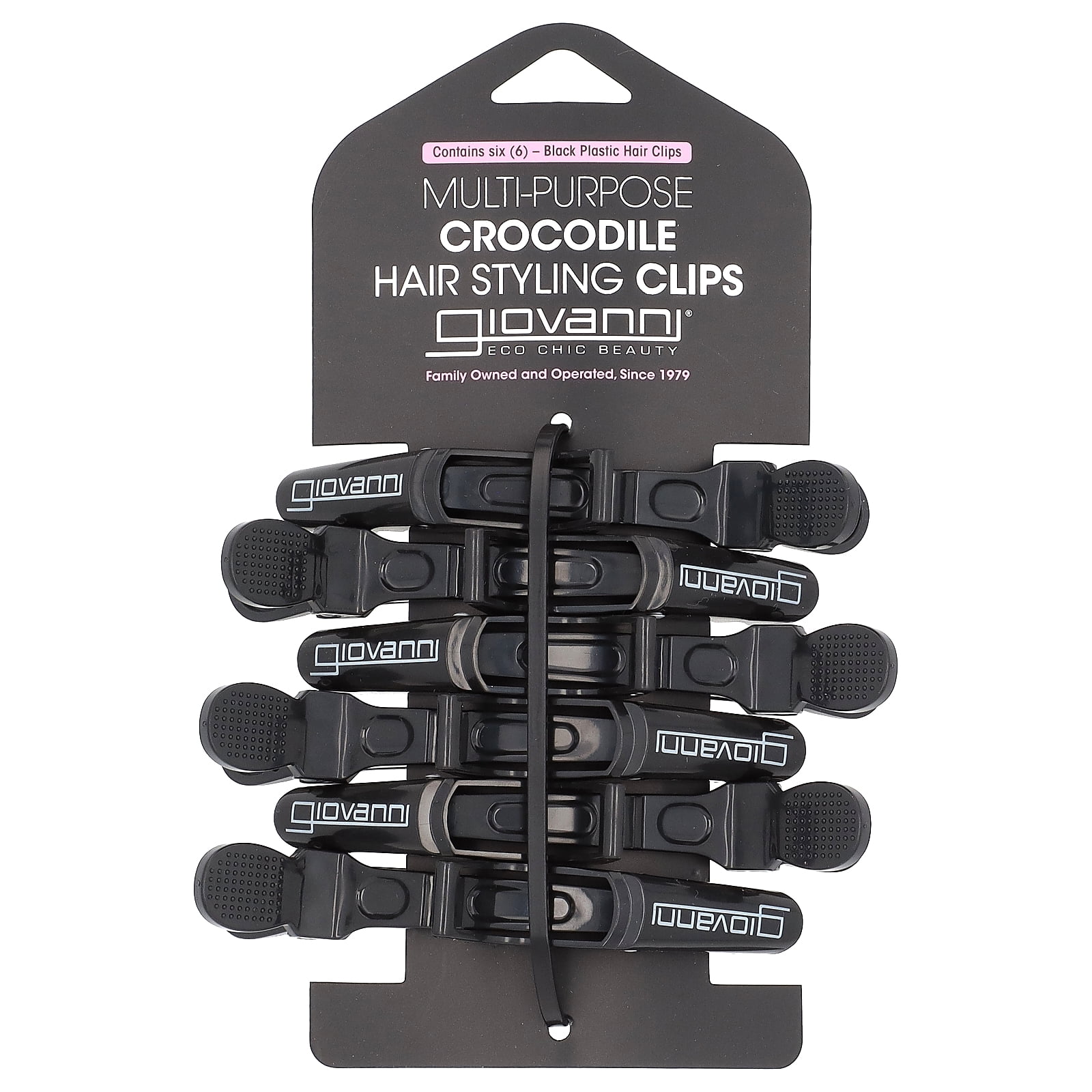 Giovanni Multi-Purpose Crocodile Hair Styling Clips, Black, 6 Pieces ...