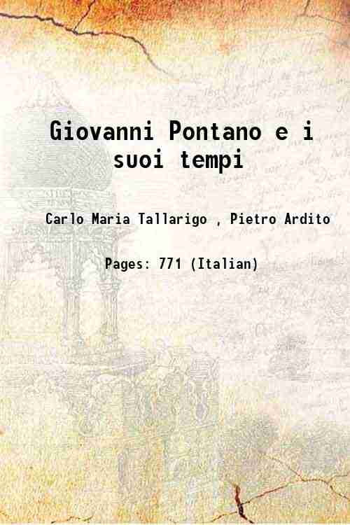 Giovanni Pontano e i suoi tempi 1874 - Walmart.com