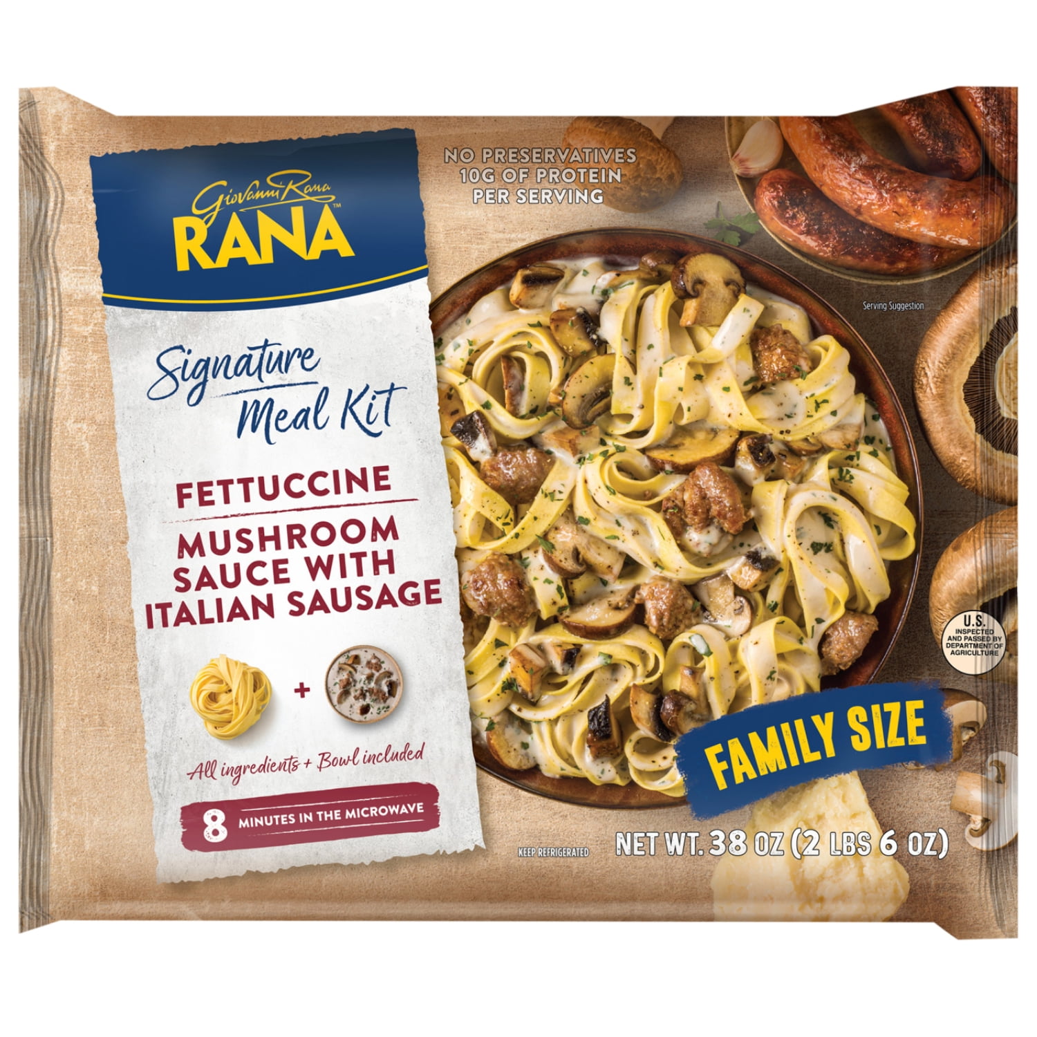 Giovanni Rana Fettuccine Sausage & Mushroom Premium Meal Kit Tray ...