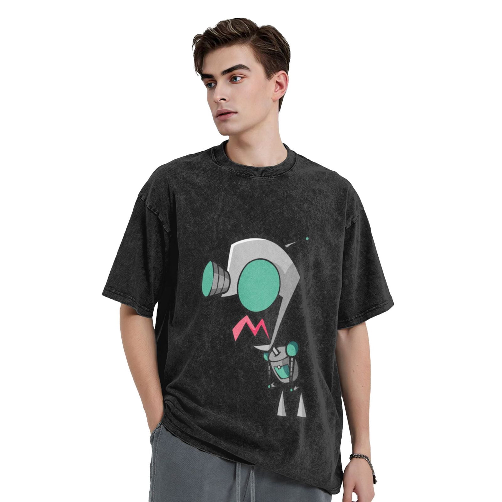 Gir Mouth Invader Zim Unisex Vintage T-Shirts Oversized Short Sleeve ...