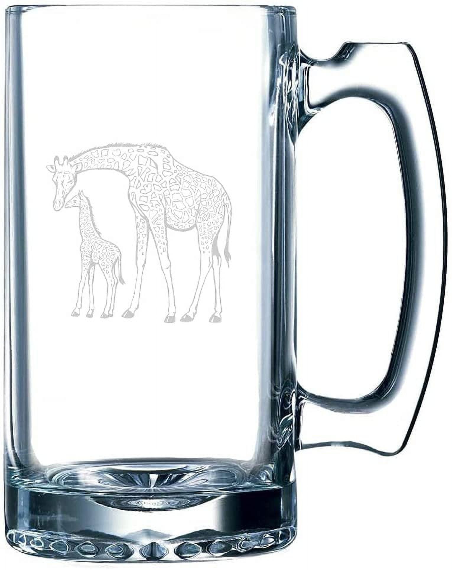 Girafe with Baby Zoo Animal Themed Etched 25oz Beer Mug - Walmart.com