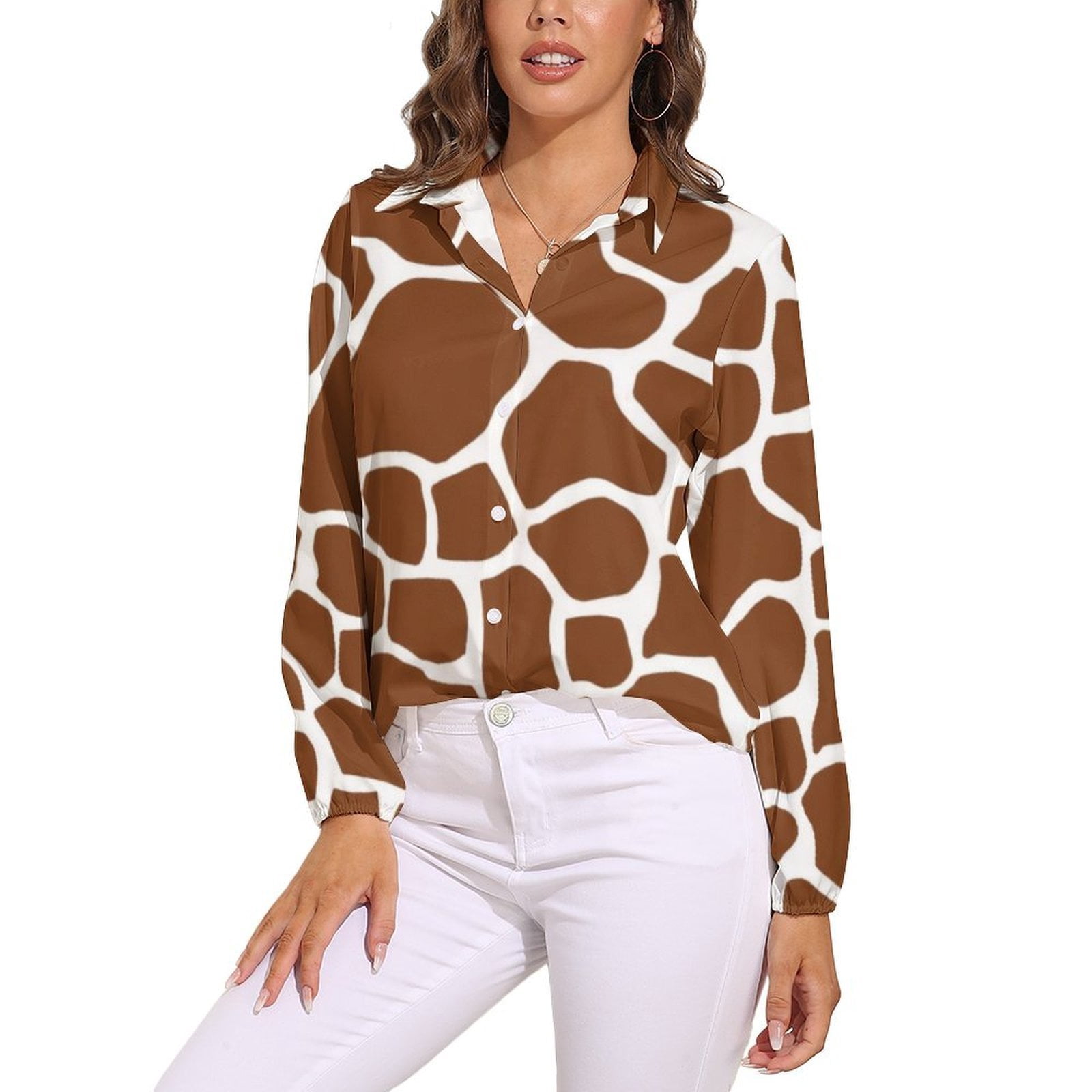 Giraffe-1 Vntage Casual Long Sleeve Shirt Blouse Woman Streetwear ...