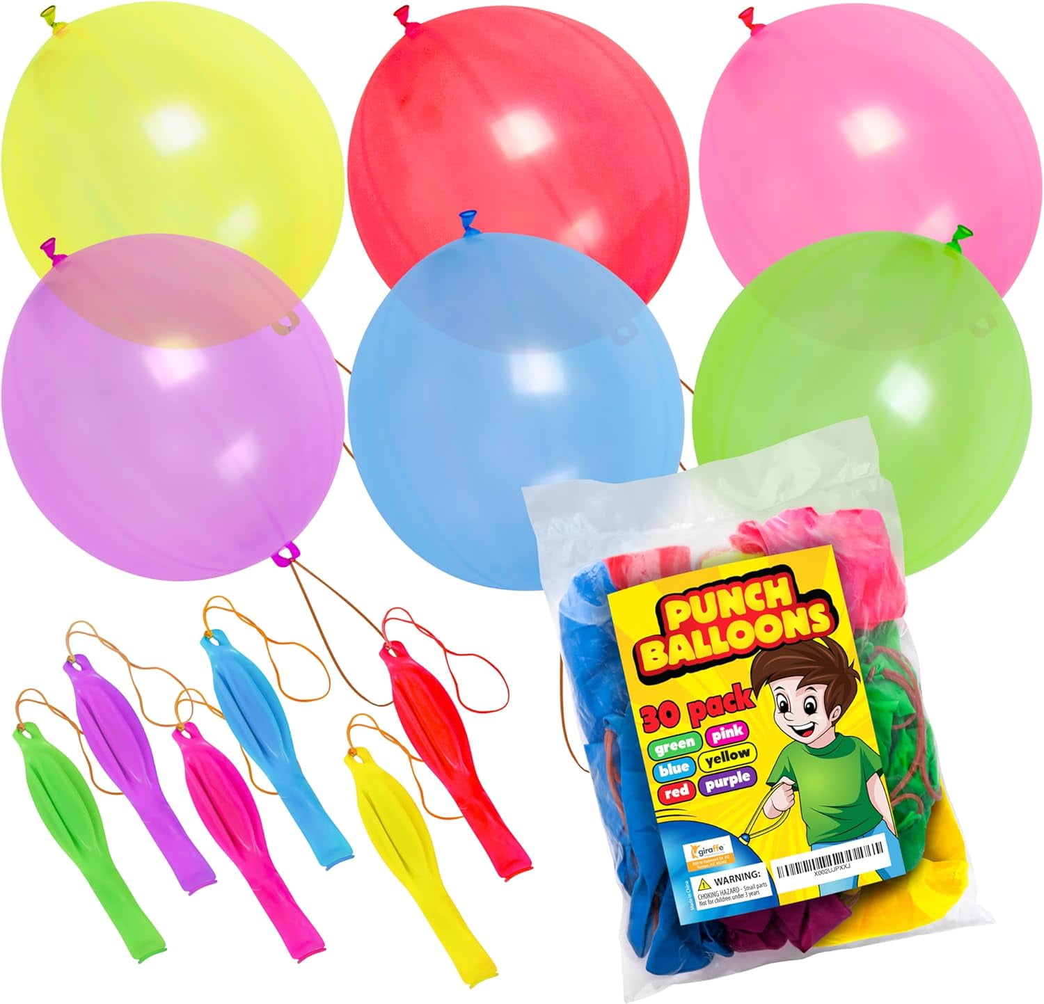 Giraffe 18 Inch Large Thick Latex Neon Rubber Punch Balloons Heavy Duty ...