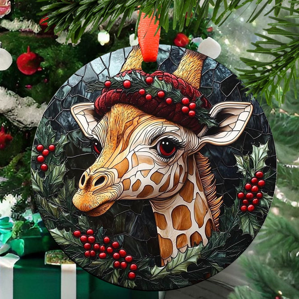 Giraffe 3 Ceramic/Acrylic Christmas Ornament, Sweet Love Celebration ...