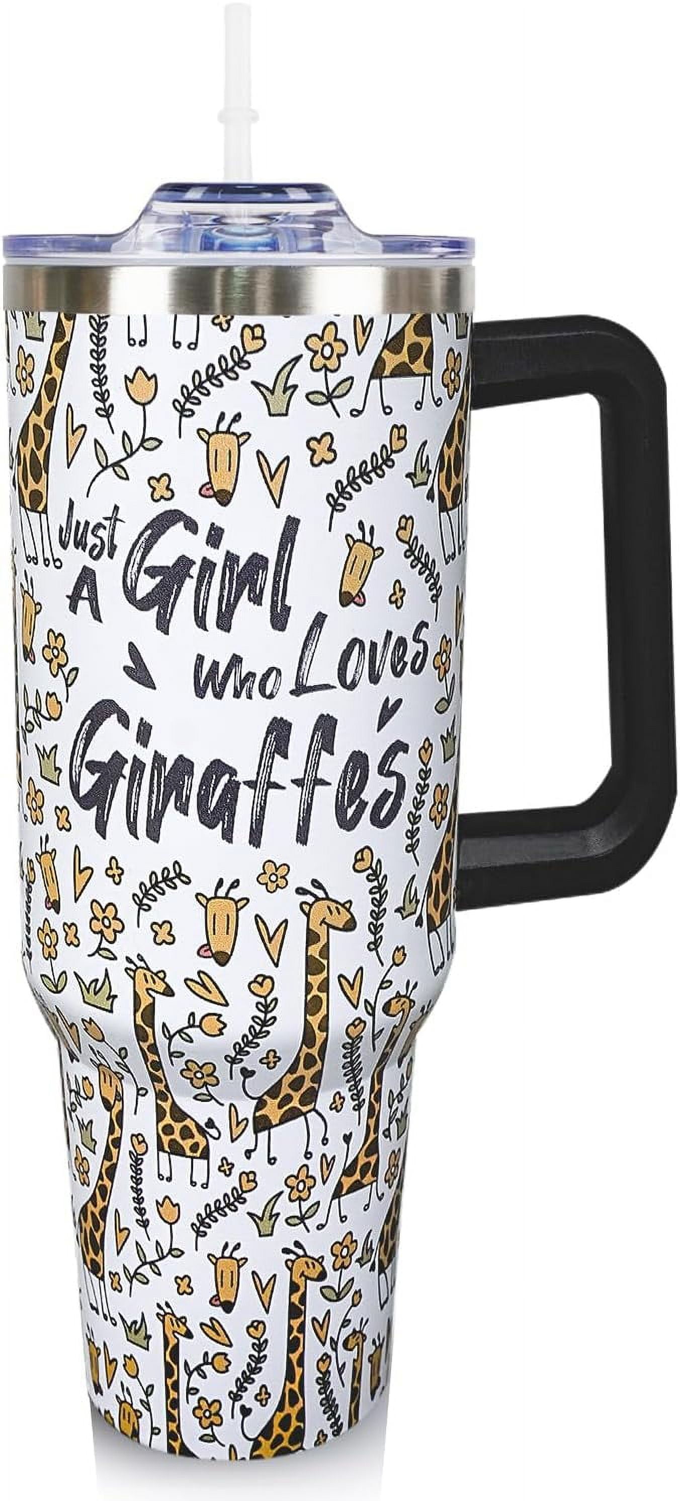Giraffe 40 Oz Tumbler with Handle and Straw Giraffe Cup Water Bottle ...