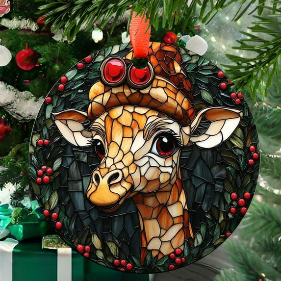 Giraffe 5 Ceramic/Acrylic Christmas Ornament, Mother Appreciation Tribute, Valentine Romance ...