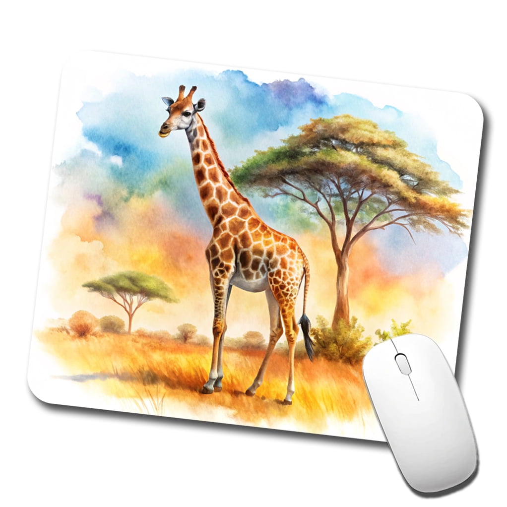 Giraffe African Plain Watercolor Design Mouse Pad Low Profile Gaming ...