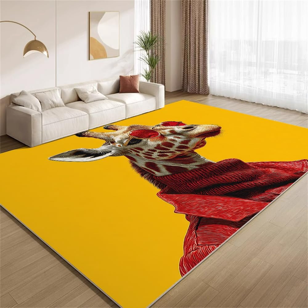 Giraffe Area Rugs, Abstract Animal Pattern Carpet, Washable Non Slip ...