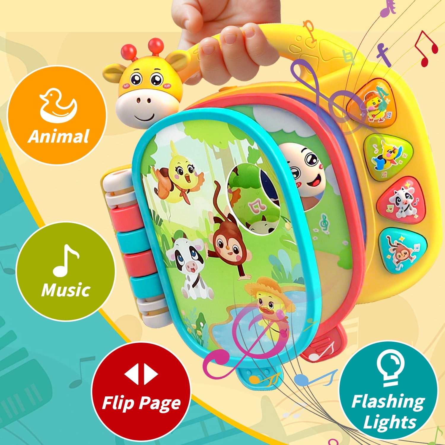 Giraffe Baby Musical Books For Toddlers 1-3 Baby Musical Toys With ...