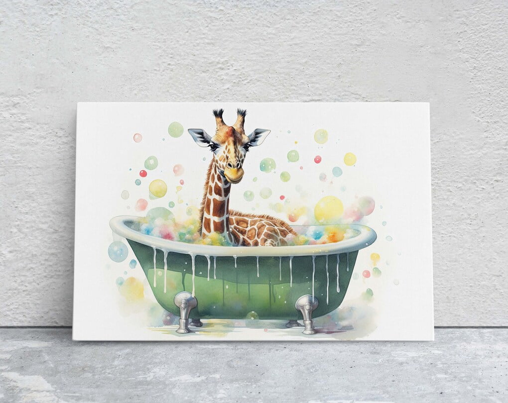 Giraffe Bath, Giraffe In Bathtub, Bathroom Decor, Kids Bath, Powder ...