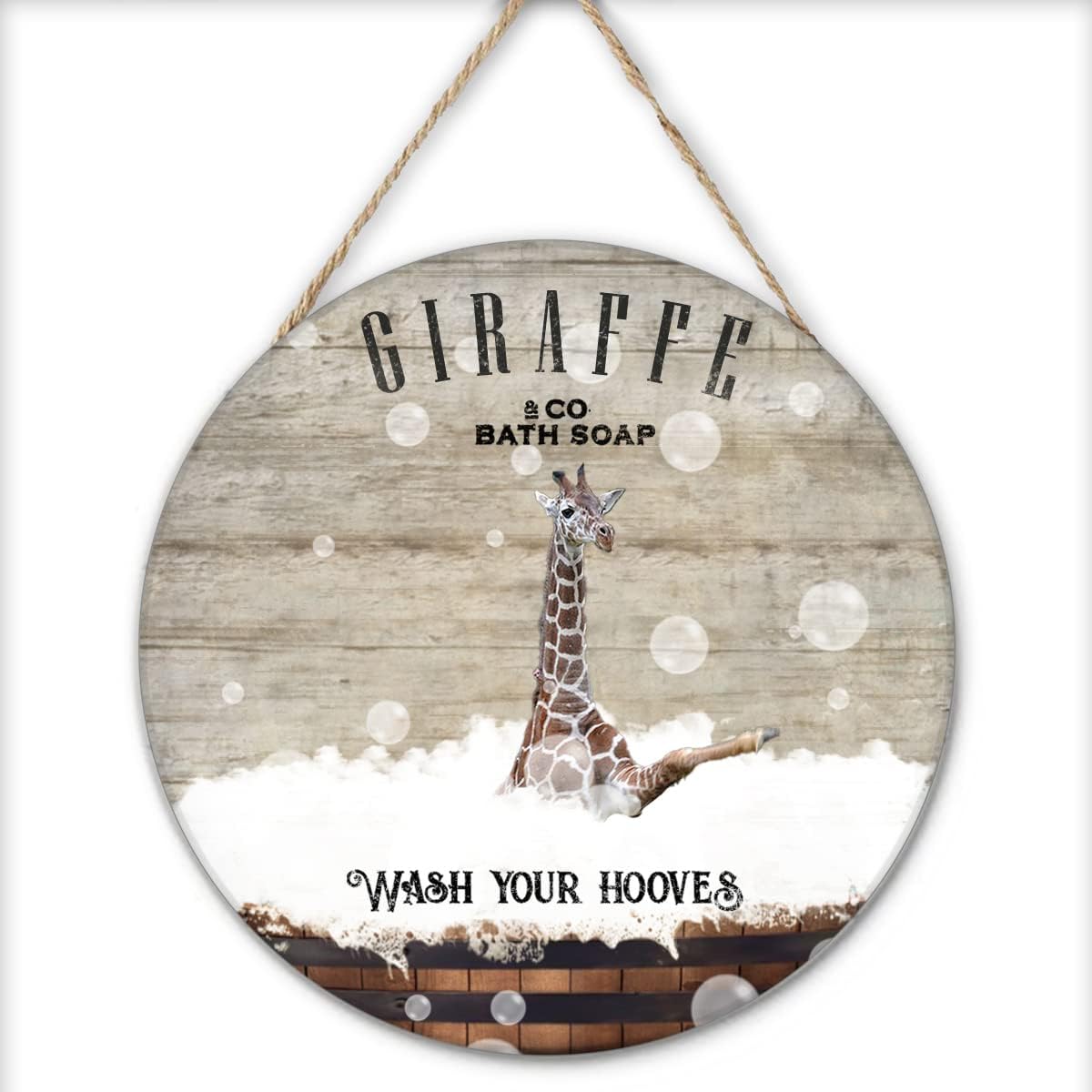 Giraffe Bath Soap Wash Your Hooves Vintage Wooden Round Sign, Giraffe ...