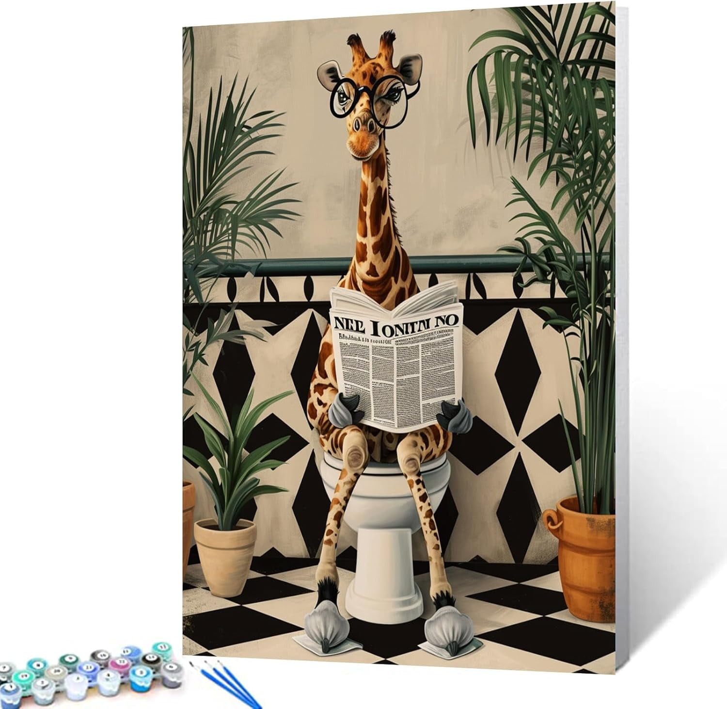 Giraffe Bathroom Animals Paint By Numbers for Adults Digital Oil ...