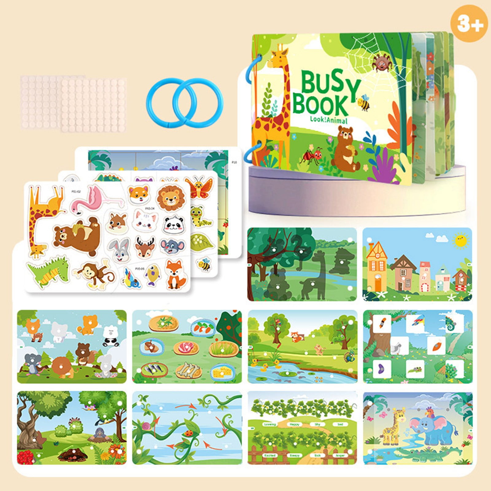 Giraffe, Bear, Monkey Educational Toy Activity Book! Colorful Animal ...