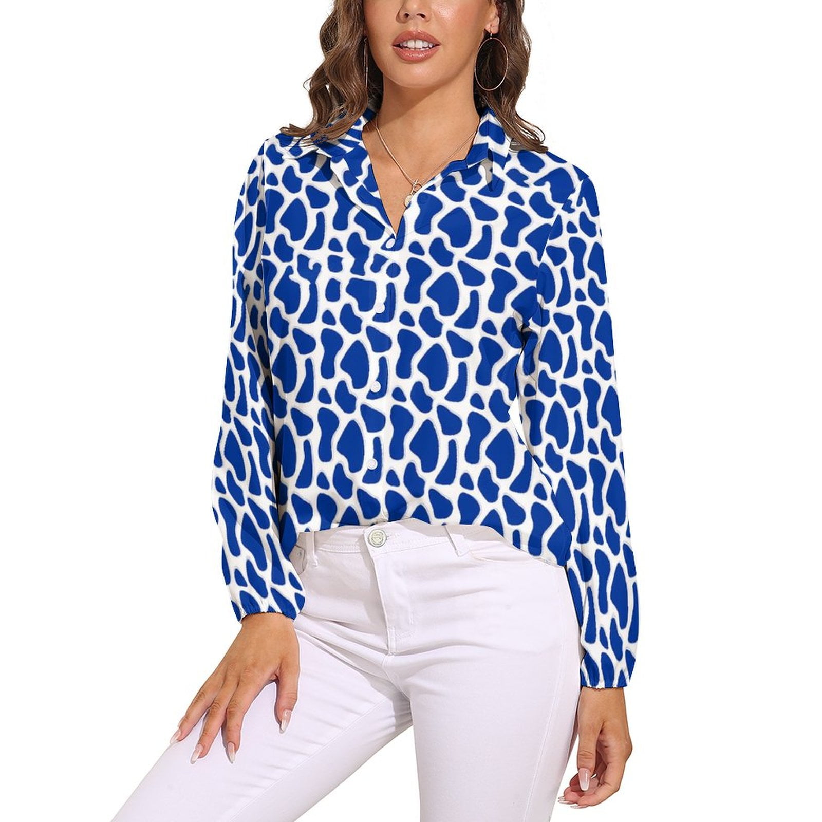 Giraffe Blouse Brown Animal Print Cute Pattern Blouses Womens ...