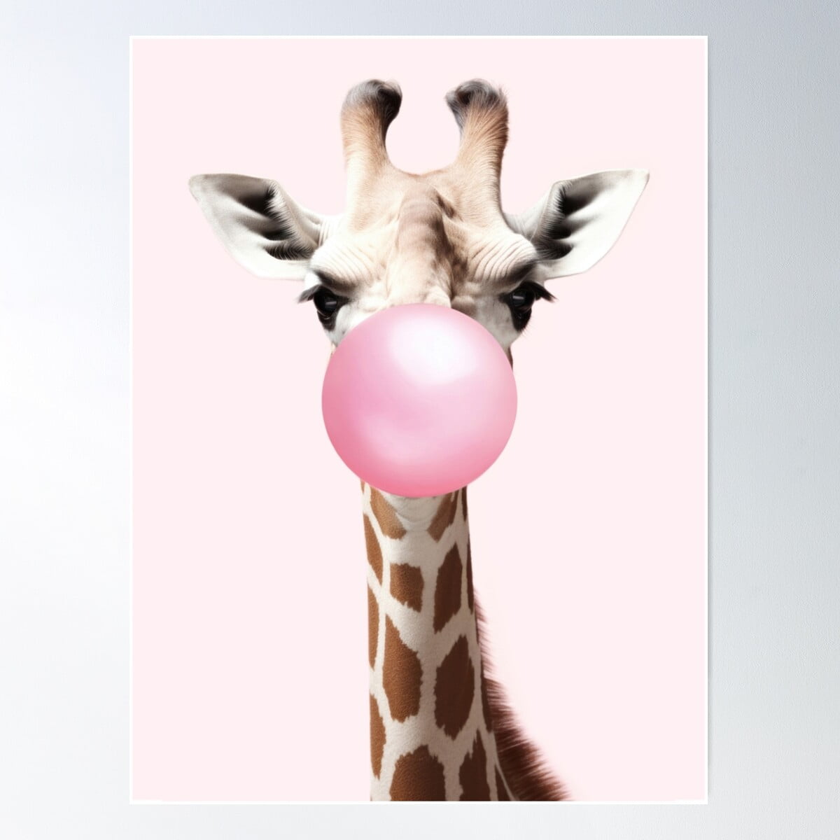 Giraffe Blowing Pink Bubble Gum - Whimsical Nursery Art Poster Wall Art ...