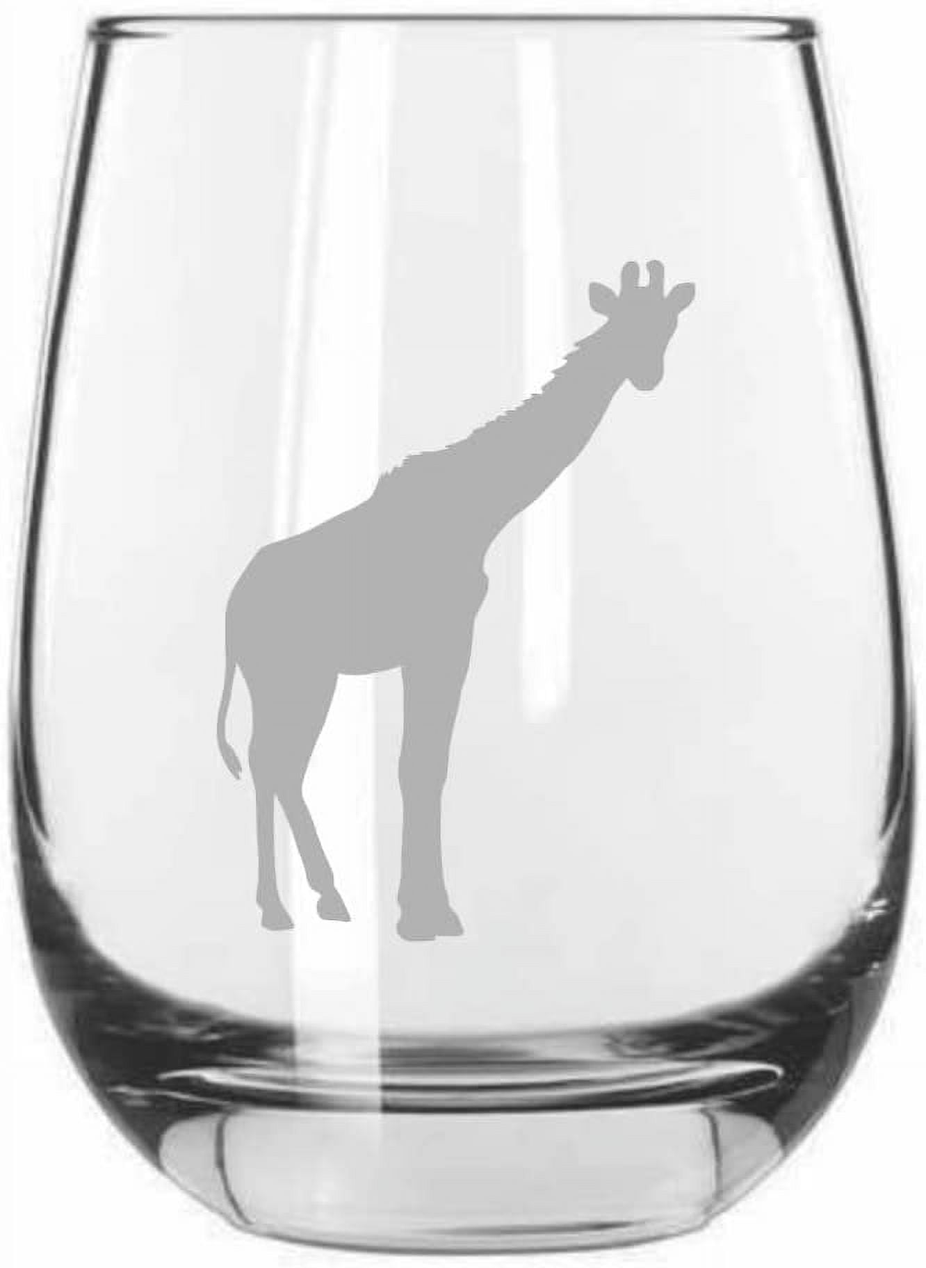 Giraffe Body Zoo Animal Themed Etched 15.25oz Libbey Stemless Wine ...