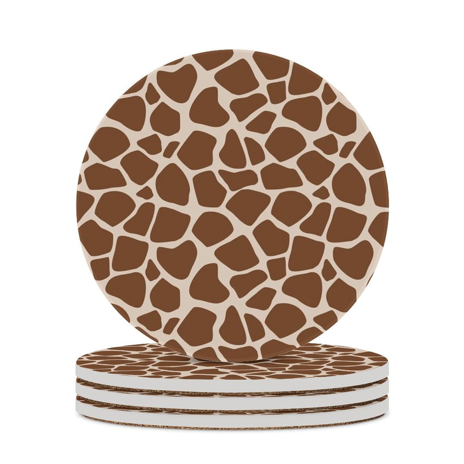 Giraffe Brown Texture Ceramic Coasters Absorbent Coasters for Drinks ...