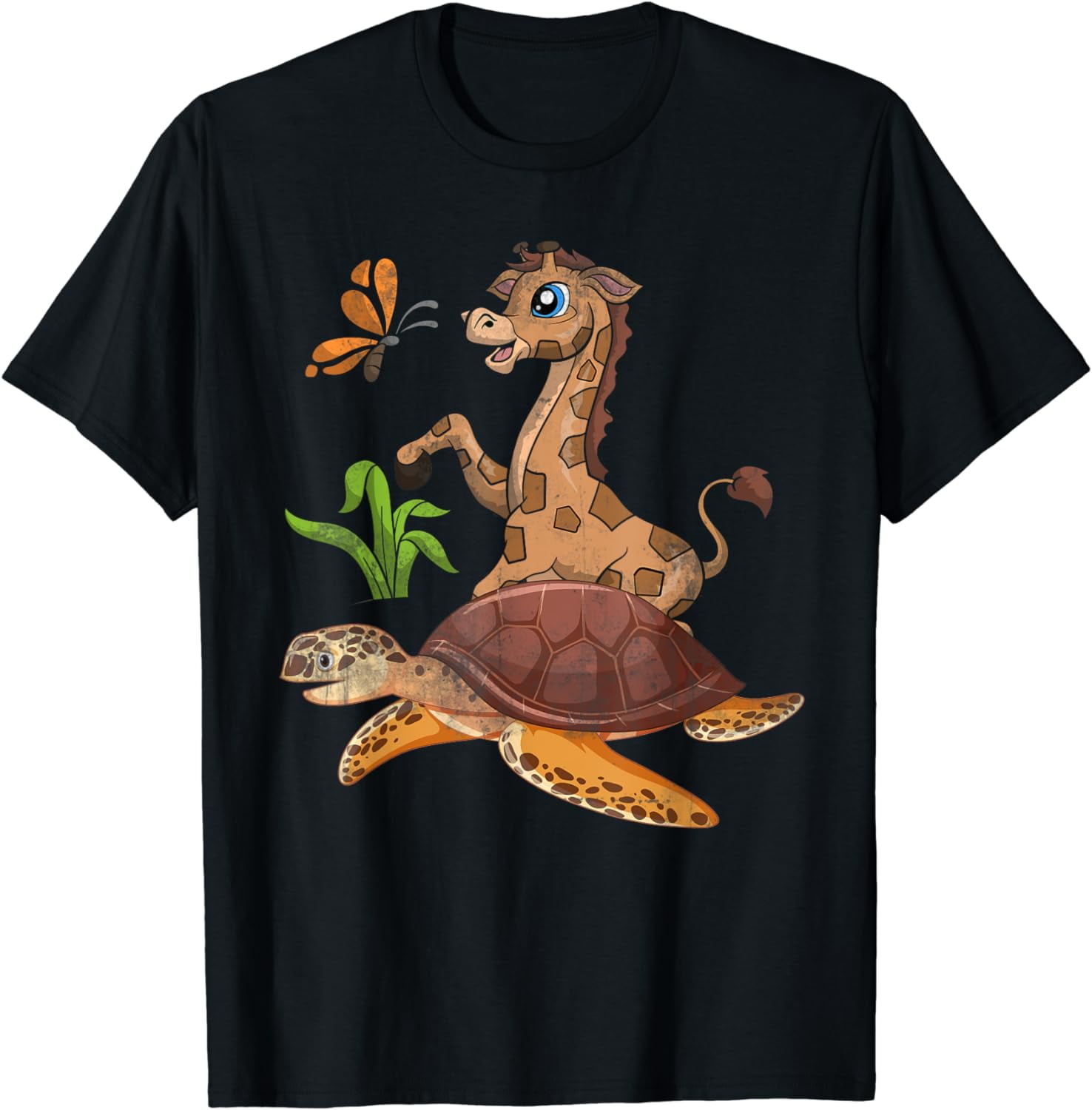 Giraffe Butterfly Turtle Cute Animal Zoo Keeper Gift Giraffe T-Shirt ...