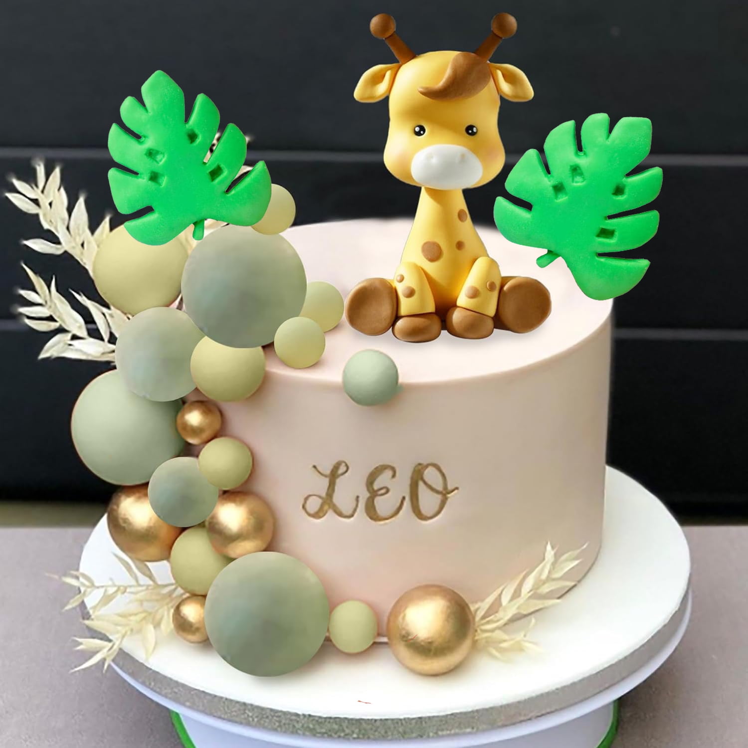 Giraffe Cake Topper with Balls Cake Decorations for Wild Animals Themed ...