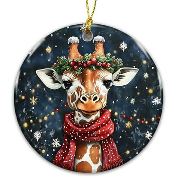 Giraffe Christmas Ornament 2025 – Cute Animal Ceramic Ornament for Tree ...