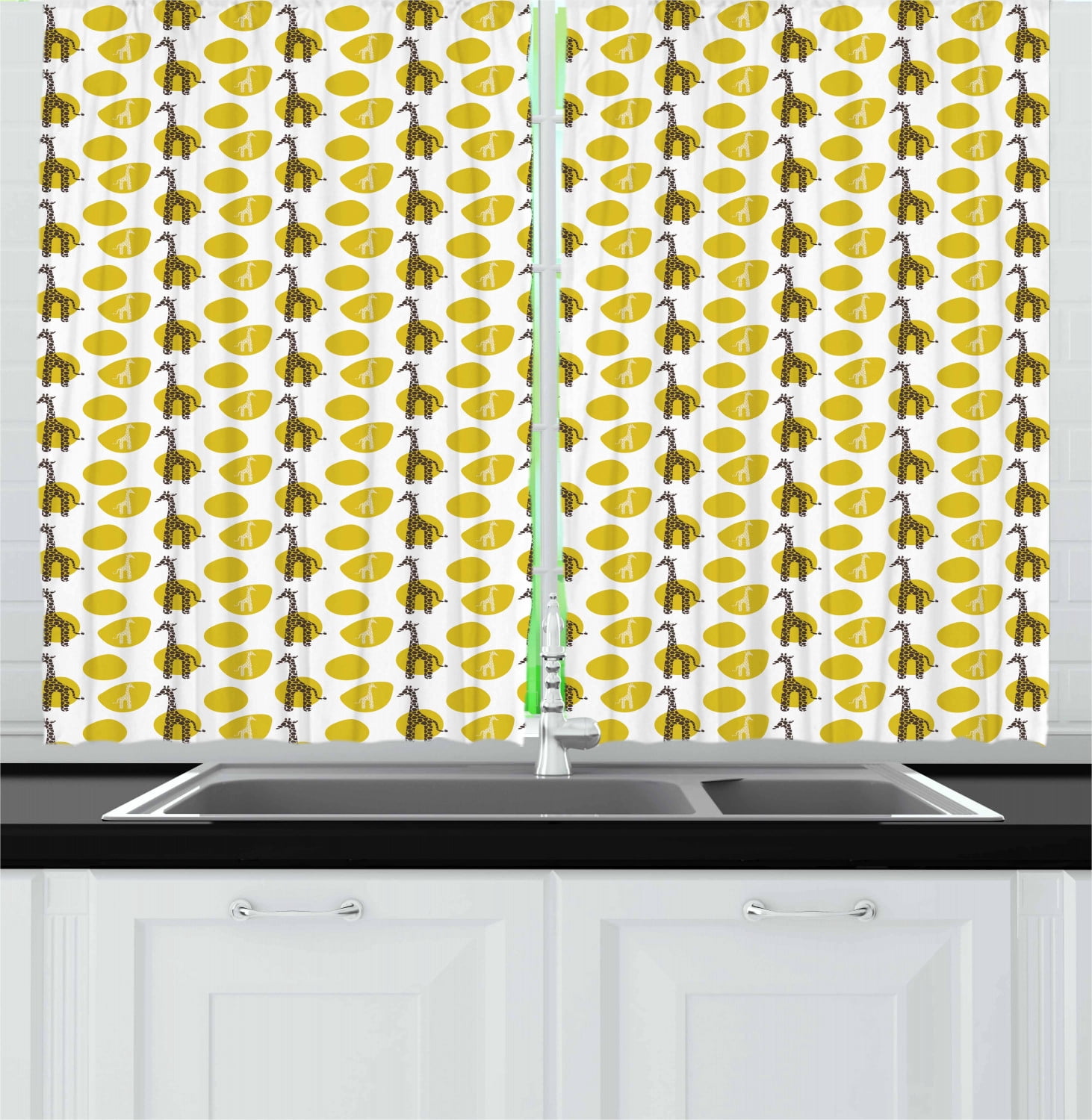 Giraffe Curtains 2 Panels Set, Safari Wild Animal Art Pattern with ...