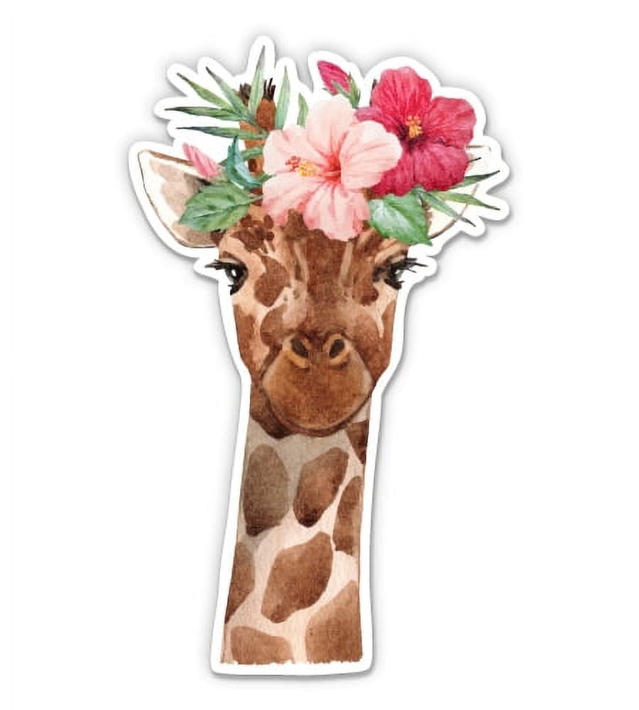 Giraffe Cute Floral Wreath - 12" Vinyl Sticker Waterproof Decal ...