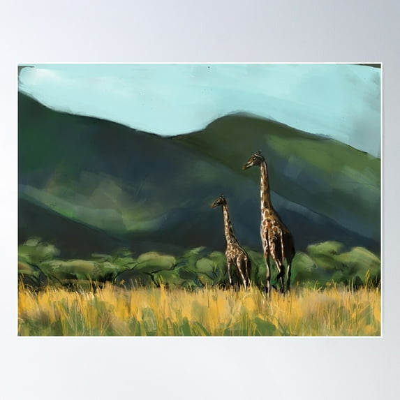 Giraffe Drawing | Africa Wild Animals Poster Wall Art, Modern Wall ...