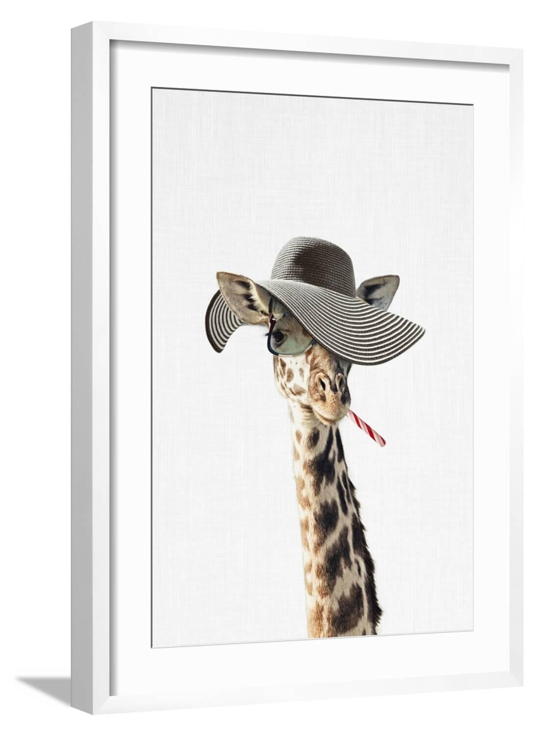 Giraffe Dressed in a Hat Framed Art Print by Tai Prints, 16" x 24 ...
