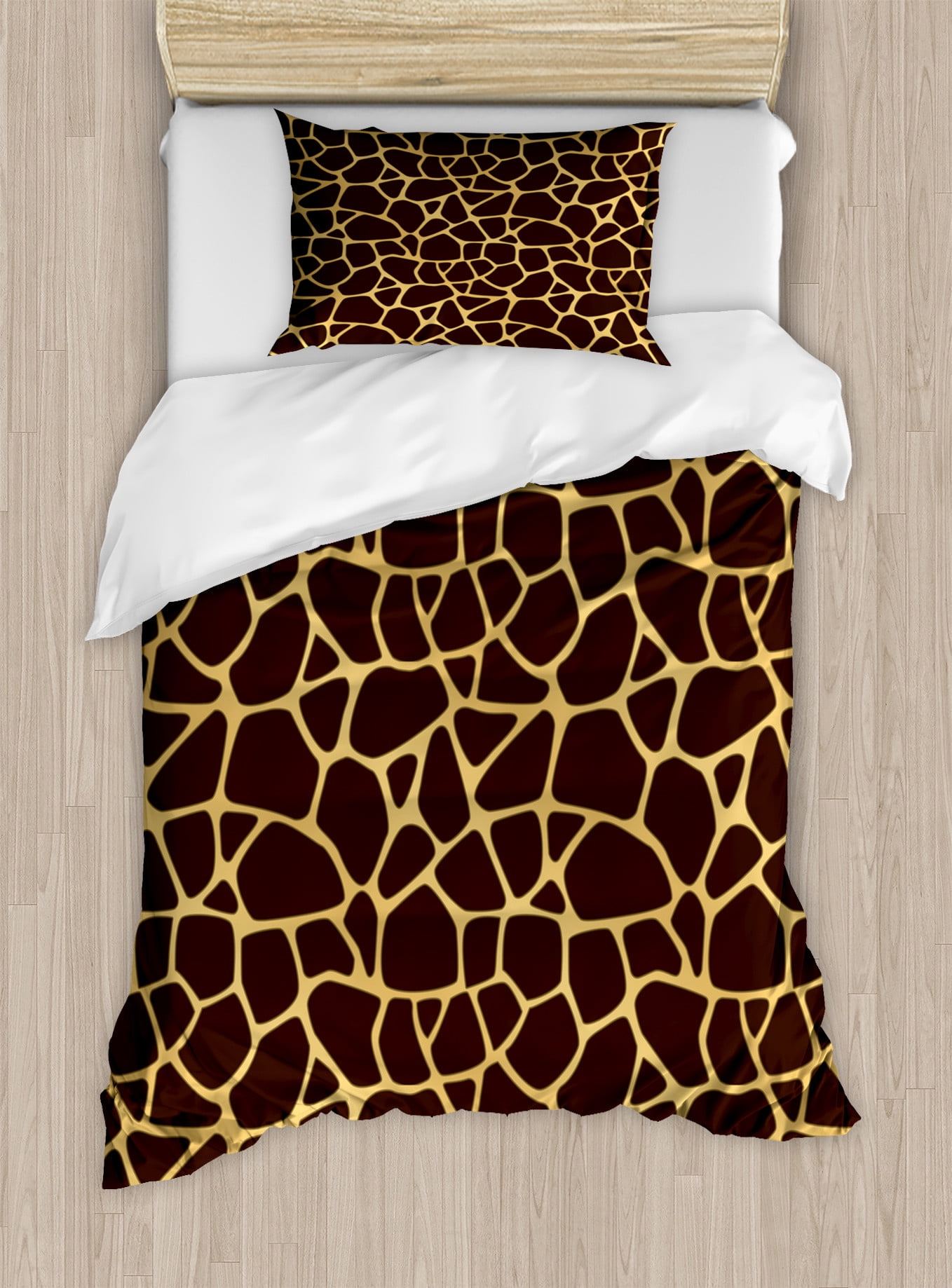 Giraffe Duvet Cover Set, Abstract Animal Skin Modernized Prehistoric ...