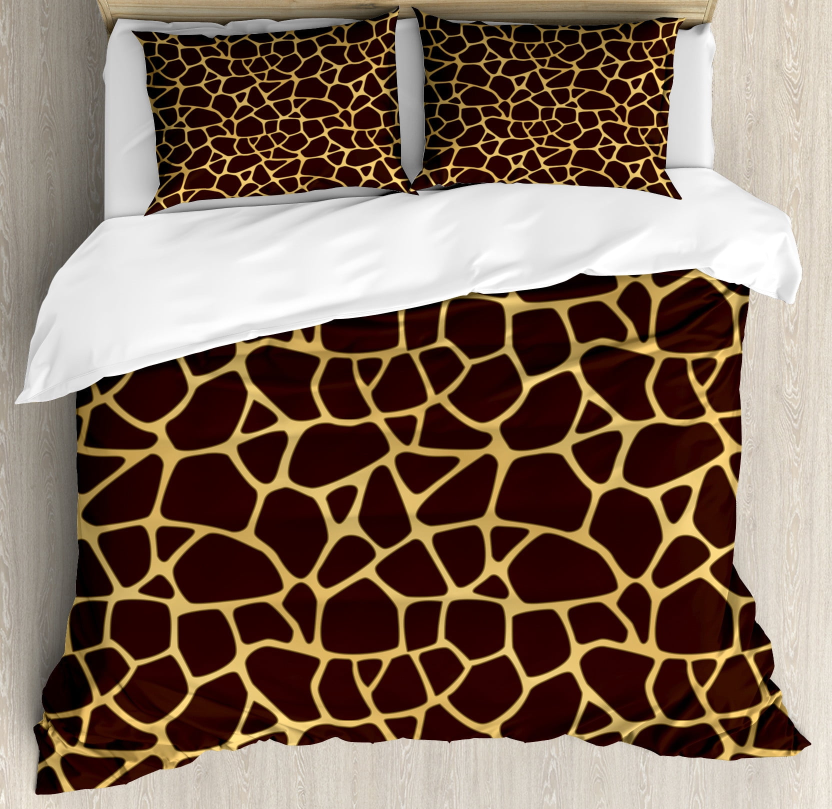 Giraffe Duvet Cover Set, Abstract Animal Skin Modernized Prehistoric ...