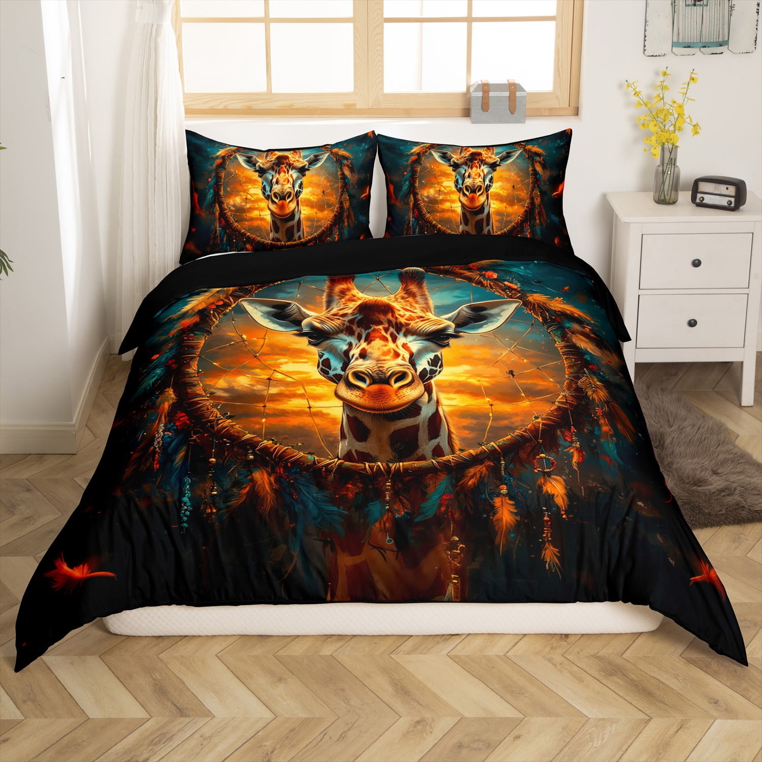 Giraffe Duvet Cover Set Dream Catchers Bedding Sets s,Boho Feather ...