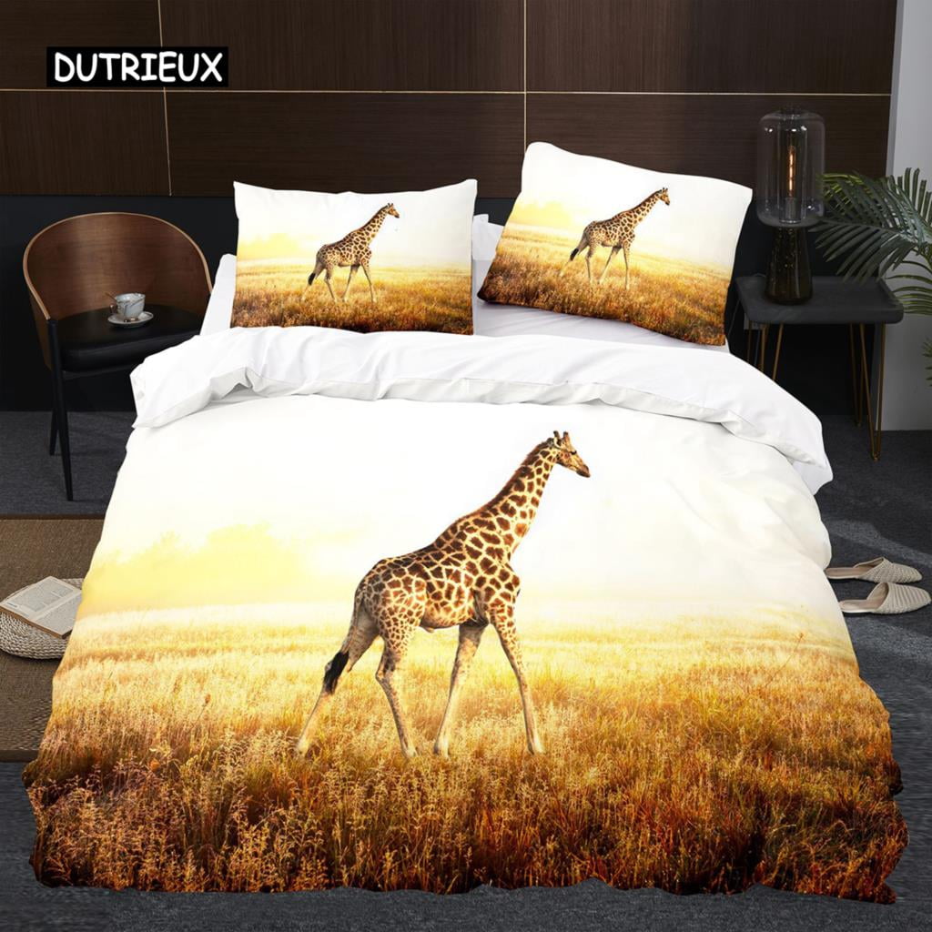 Giraffe Duvet Cover Set Giraffes Eastern Style Environment Retro ...