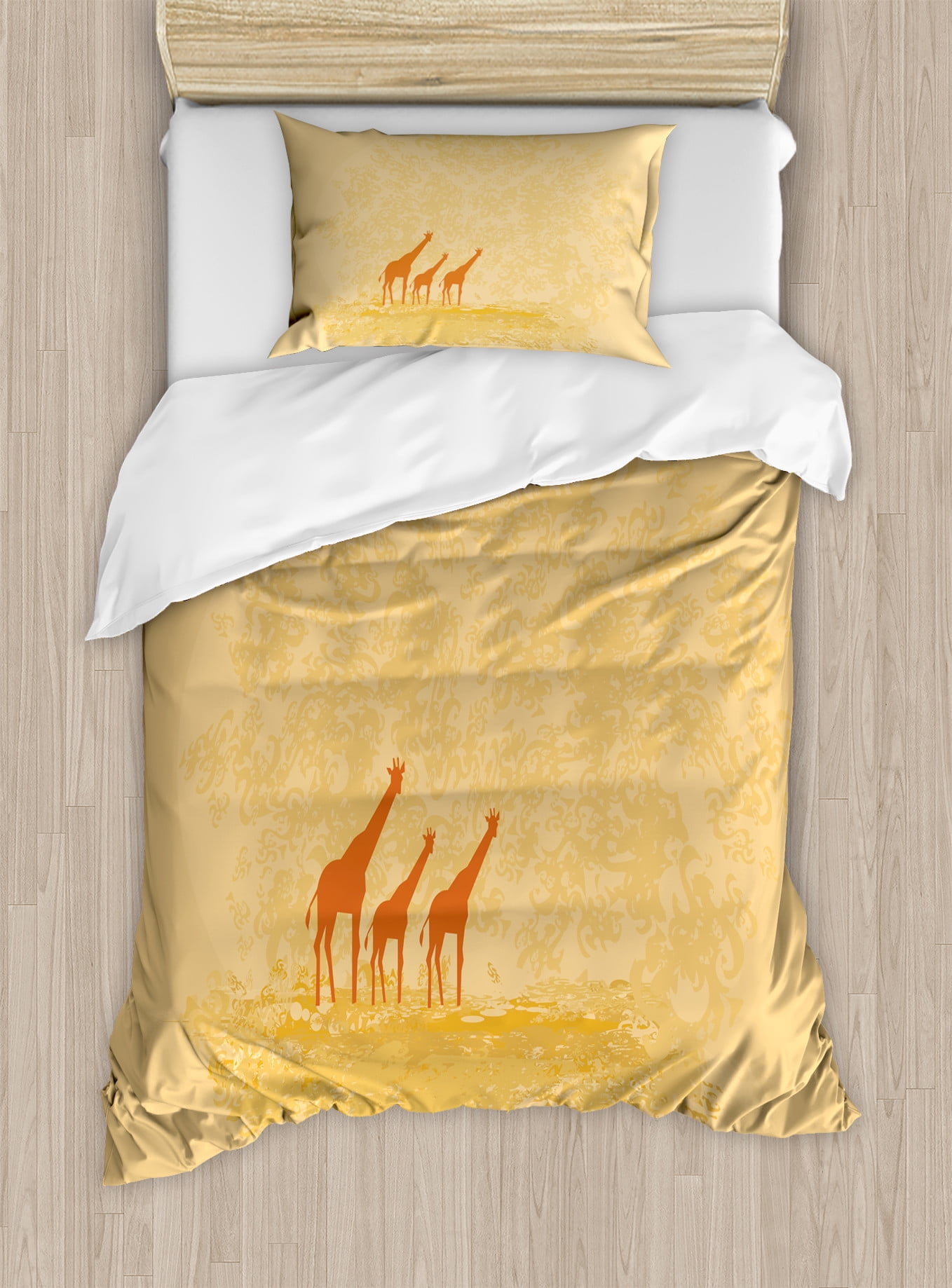 Giraffe Duvet Cover Set, Giraffes in Retro Color Savannah Savannah ...