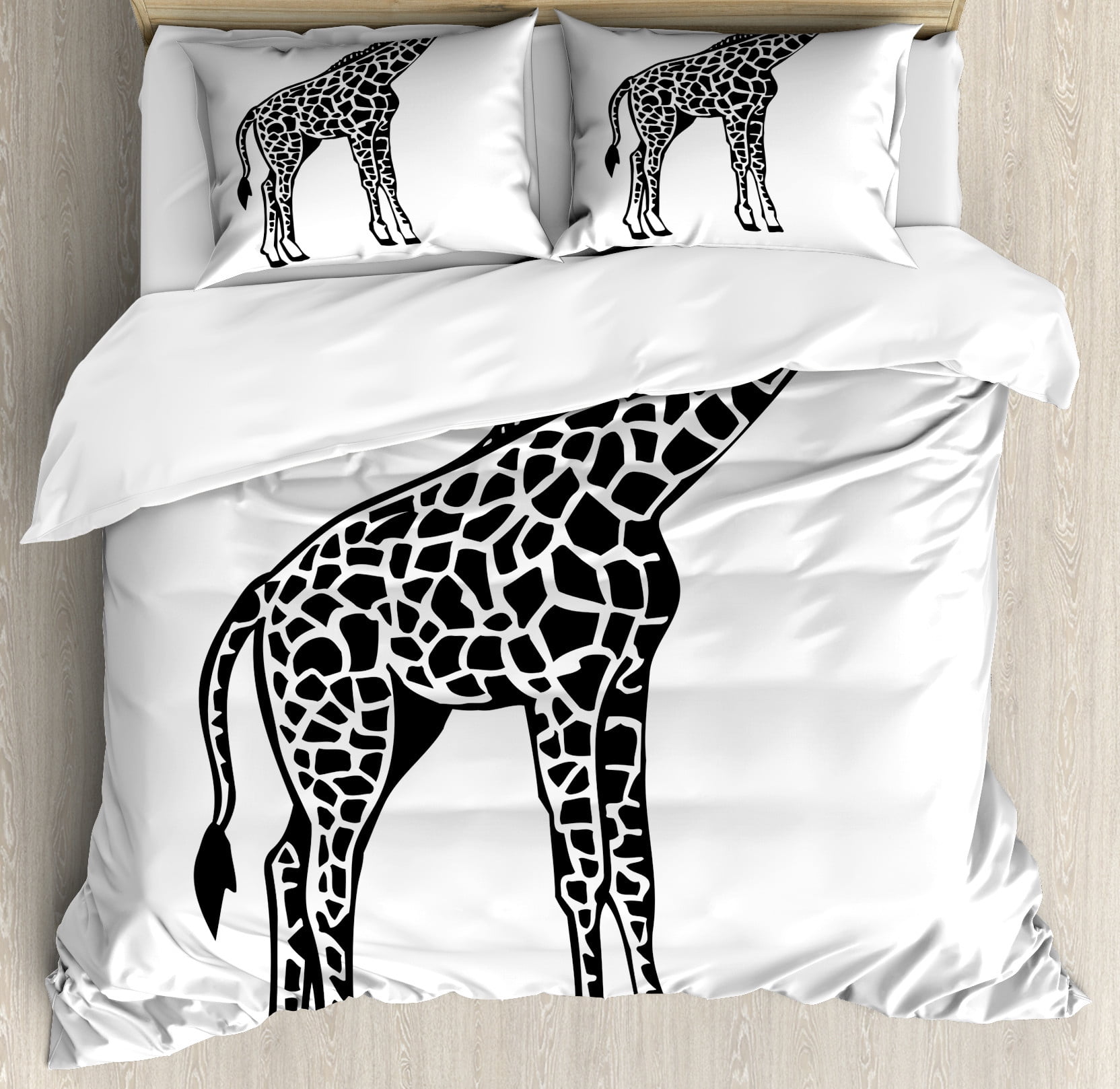 Giraffe Duvet Cover Set, Wild Mammal African Animal Long Neck and Dots ...